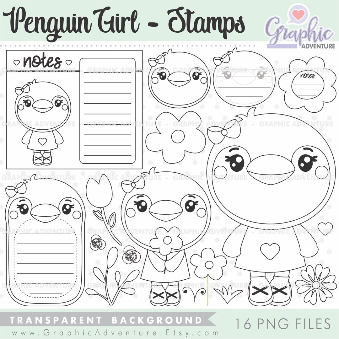 Penguin Stamps Penguin Digital Stamps COMMERCIAL USE Daily - Etsy