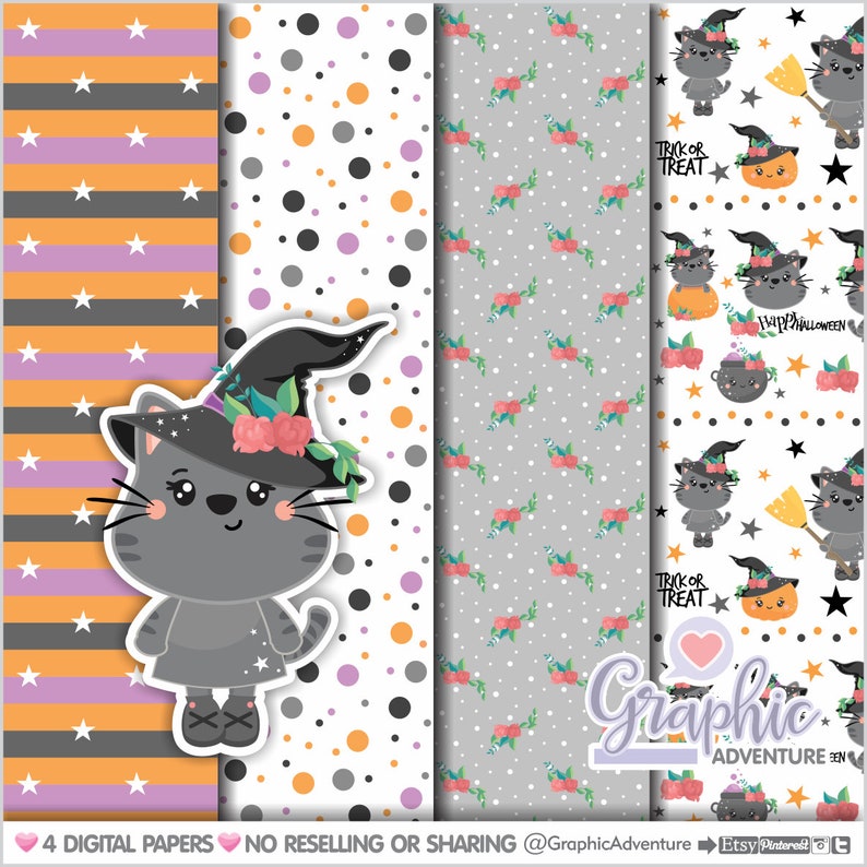 Halloween Digital Papers Witch Digital Papers COMMERCIAL | Etsy