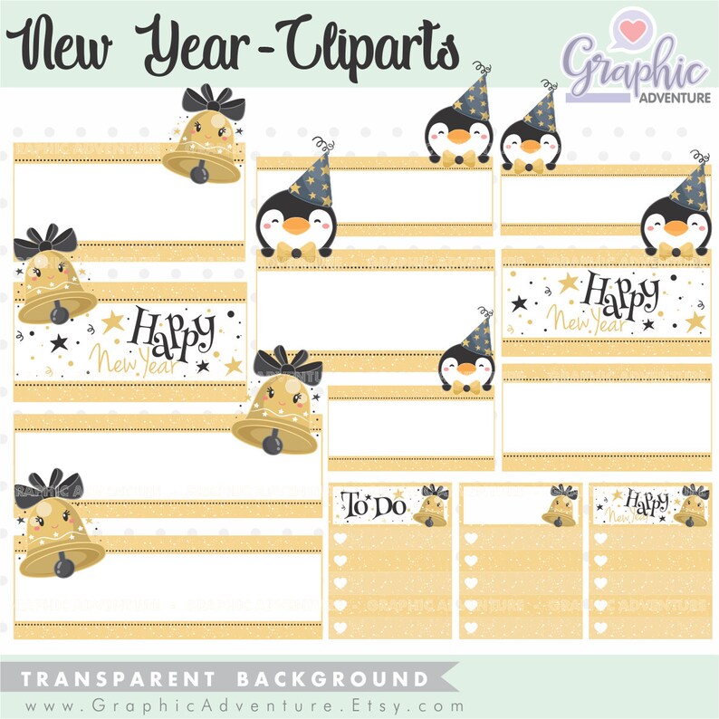 New Year Clipart New Year Labels COMMERCIAL USE New Year - Etsy