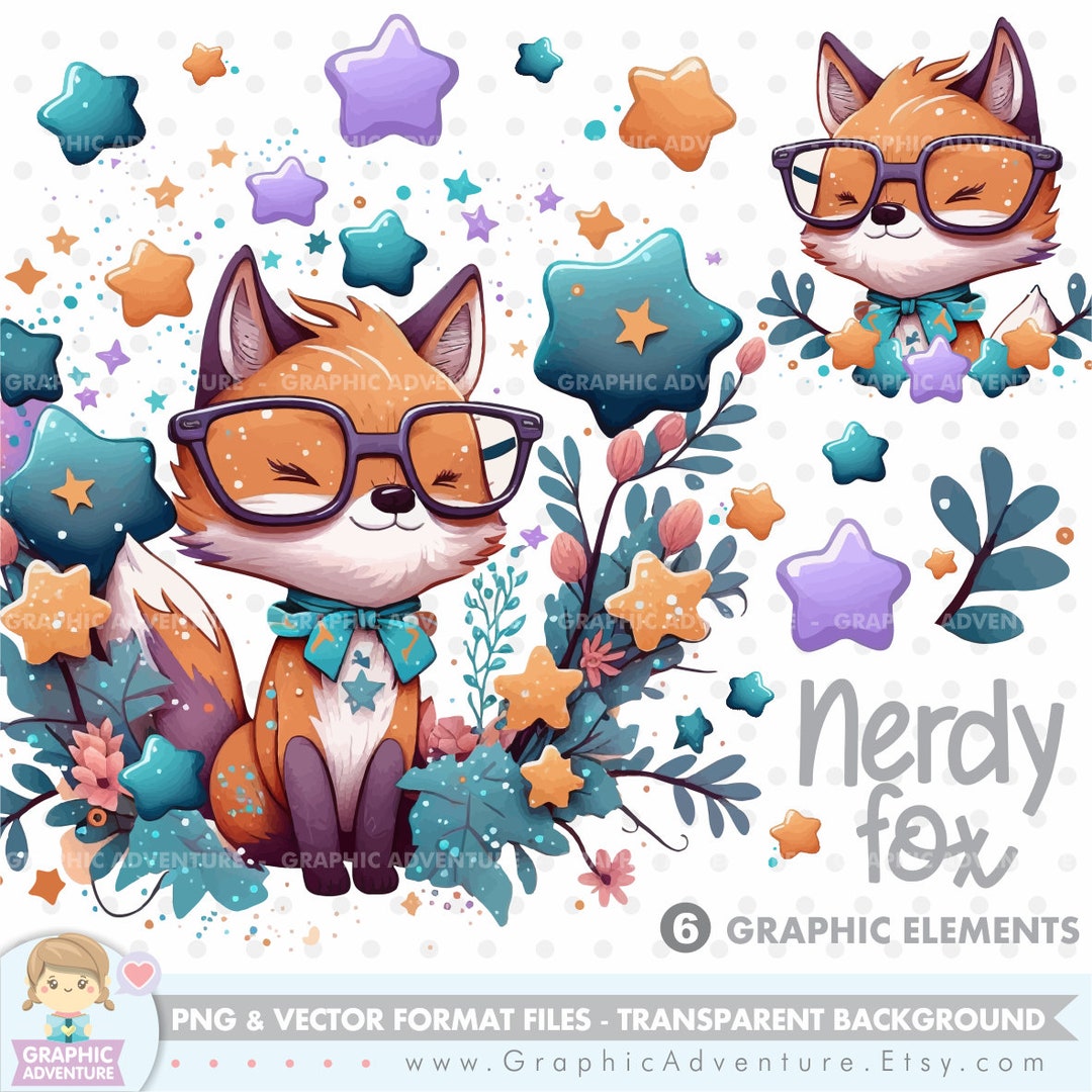 Fox Clipart, School Clipart, Student Clipart, Book Lover Clipart, Fox ...