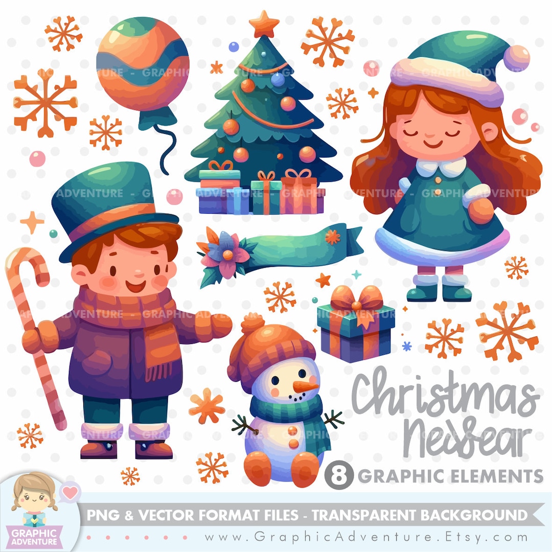 New Year Clipart, Christmas Graphics, Christmas Clipart, Holiday ...