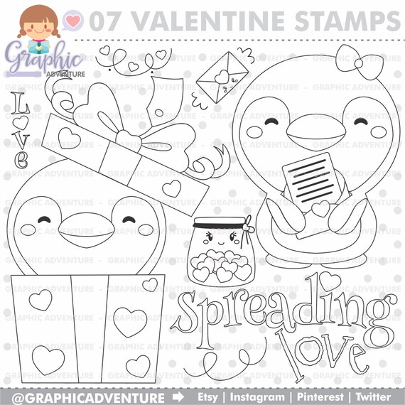 Valentine's Day Stamps Love Stamps Penguin Stamps | Etsy