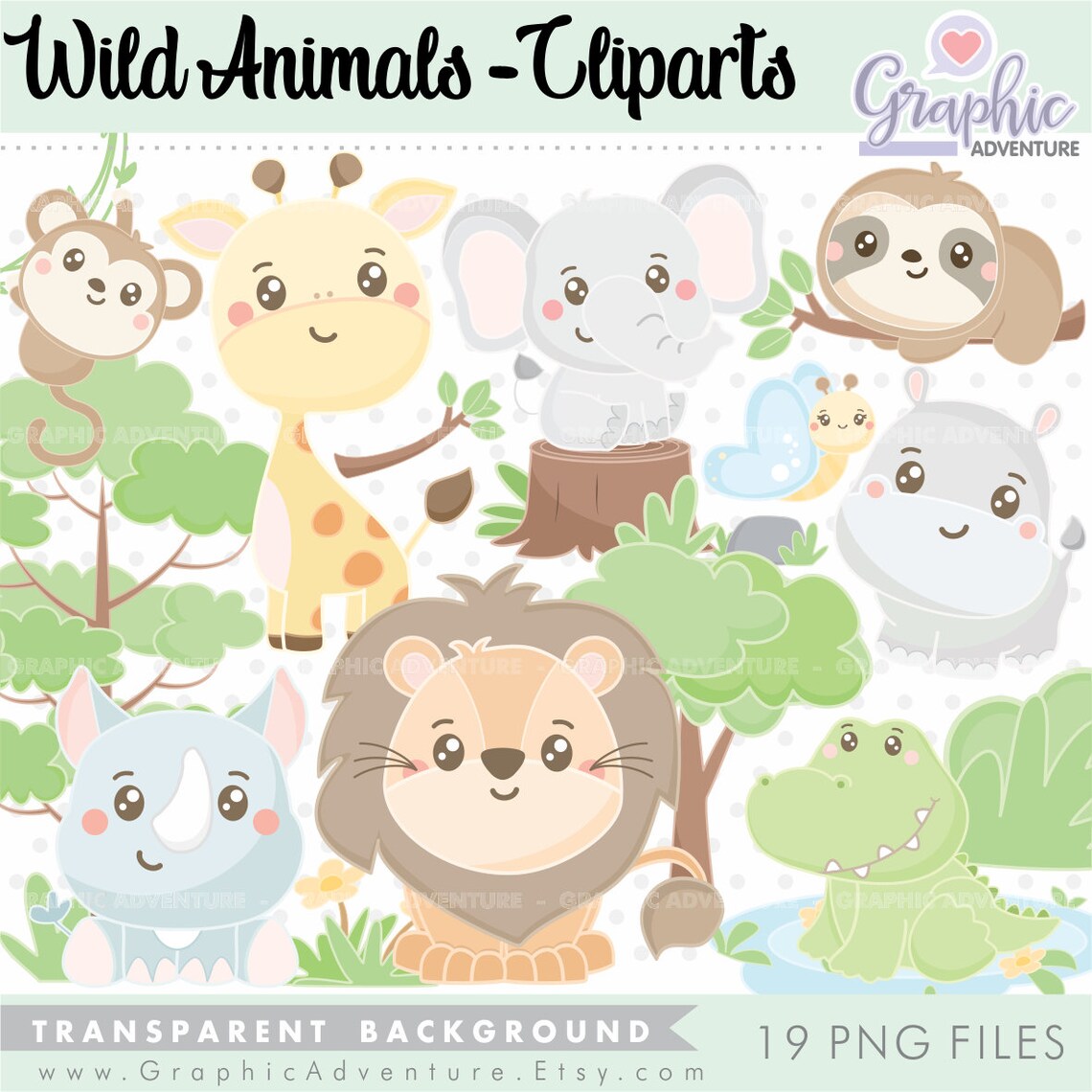Wild Animals Clipart Animal Clipart COMMERCIAL USE Animal - Etsy