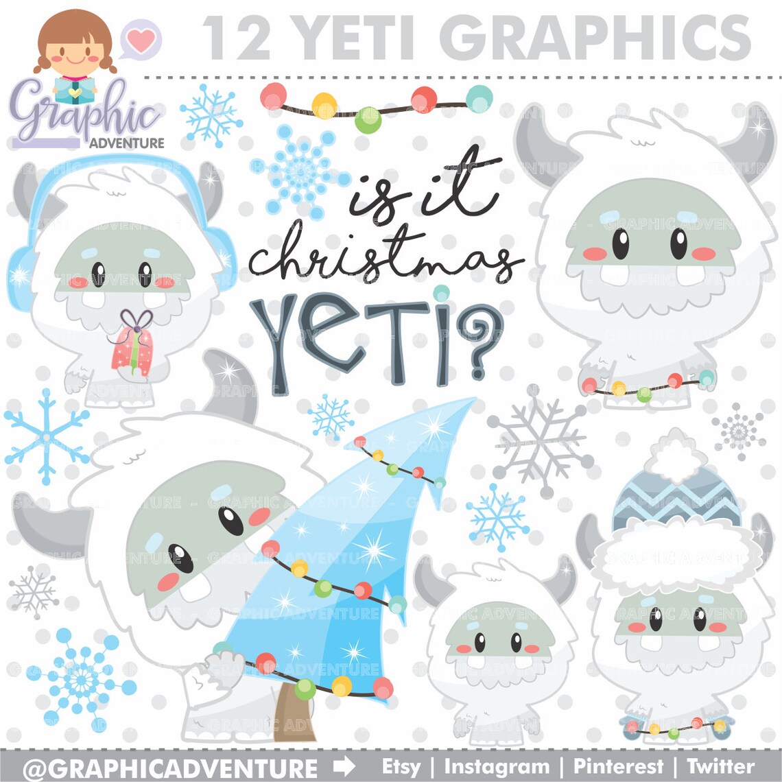 Yeti Clipart Yeti Winter Clipart Christmas Clip Art - Etsy