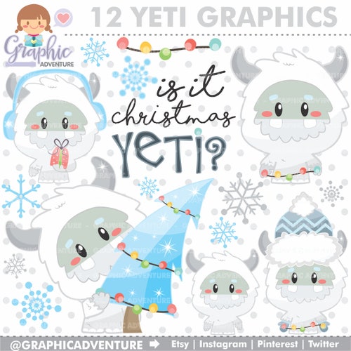 Yeti Clipart Yeti Winter Clipart Christmas Clip Art - Etsy