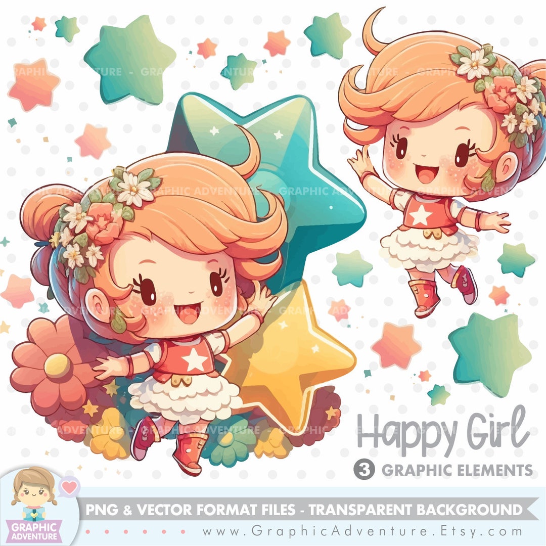 Little Girl Clipart, Happy Girl Clipart, Kids Clipart, Girl ...