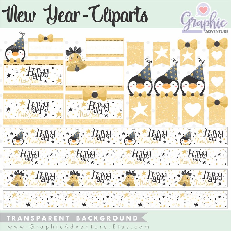 New Year Clipart New Year Labels COMMERCIAL USE New Year - Etsy