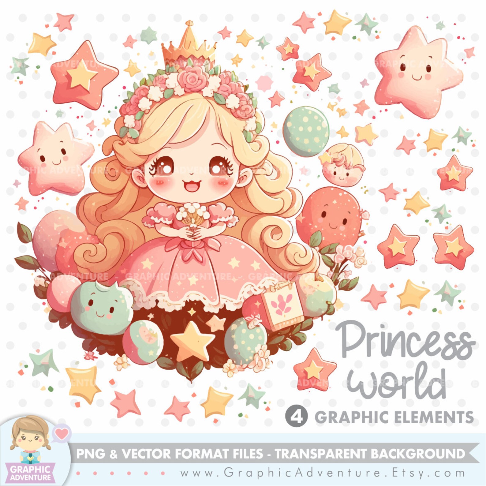 Princess Clipart Princess Vector Princess Graphics Little - Etsy