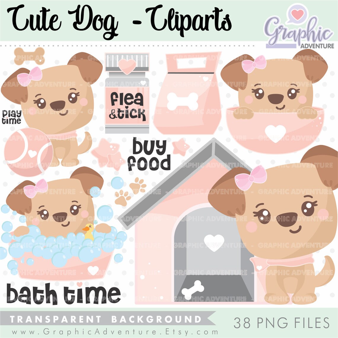 Dog Clipart Dog Graphics Dog Care Clip Art COMMERCIAL USE | Etsy