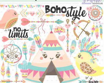 Boho Feather Clipart | Etsy