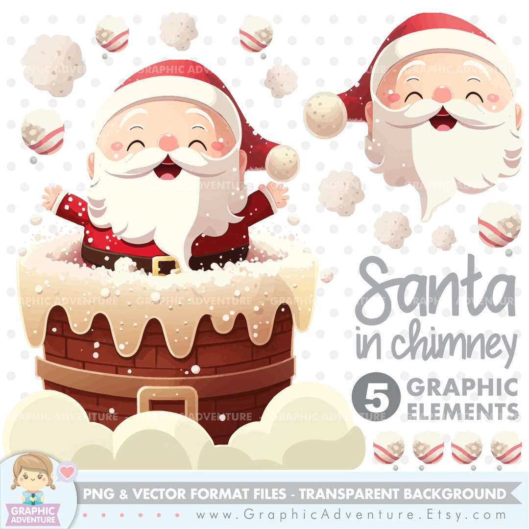 Santa Claus, Santa in Chimney, Clipart, Christmas Clipart, Christmas ...