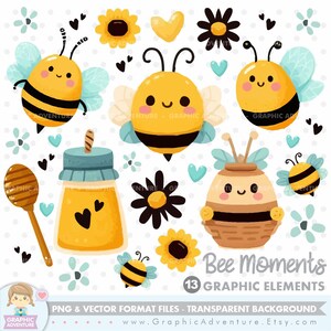 Bee Clipart, Little Bee, Spring Clipart, Flower Clipart, Honey Bee ...