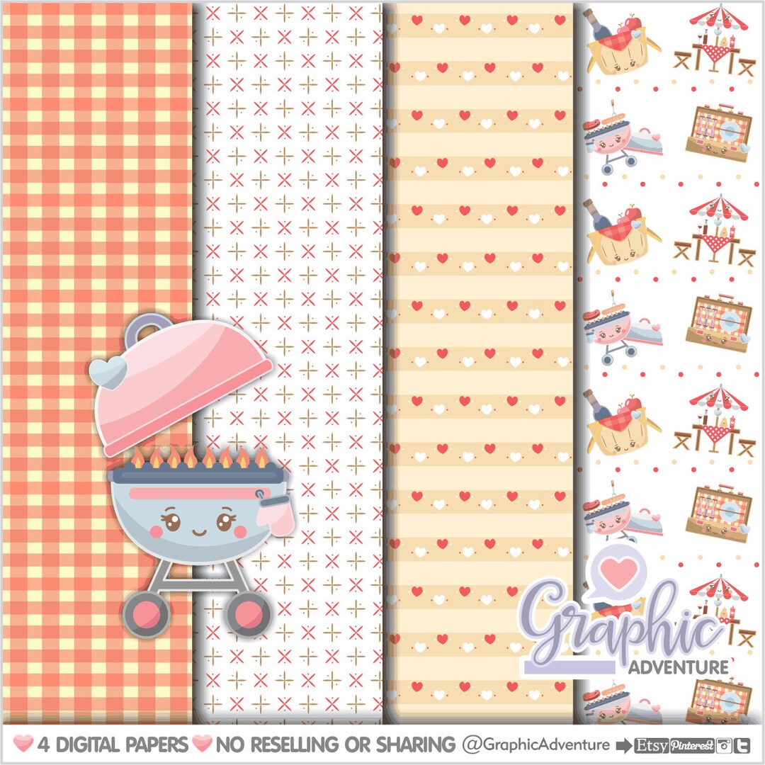 Bbq Digital Paper Bbq Pattern Summer Pattern COMMERCIAL - Etsy