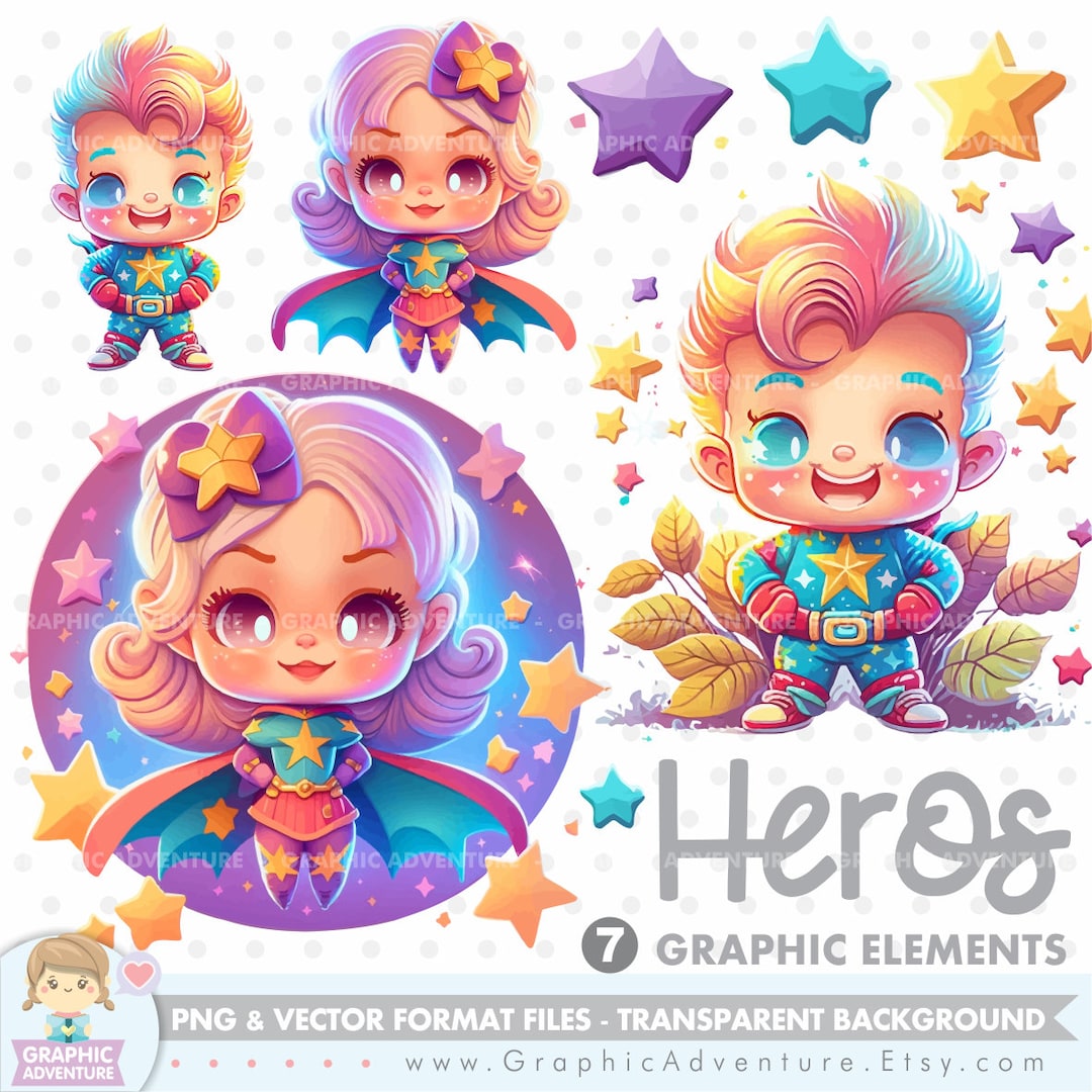 Hero Clipart Hero Girl Children Clipart Superhero Clipart - Etsy