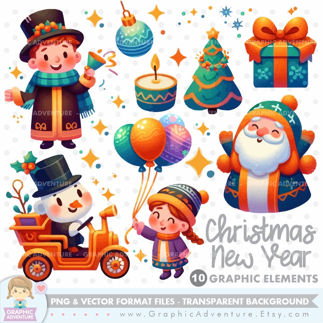 New Year Clipart, Christmas Graphics, Christmas Clipart, Holiday ...