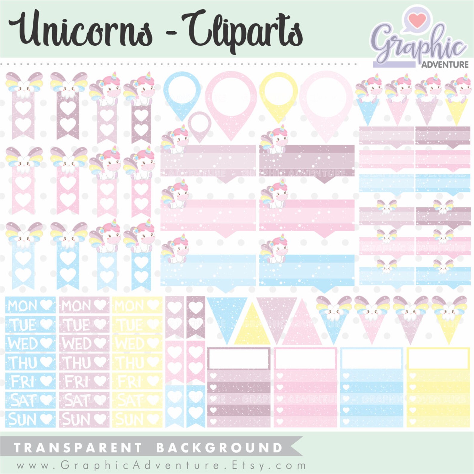 Unicorn Clip Art Unicorn Frames COMMERCIAL USE Unicorn | Etsy