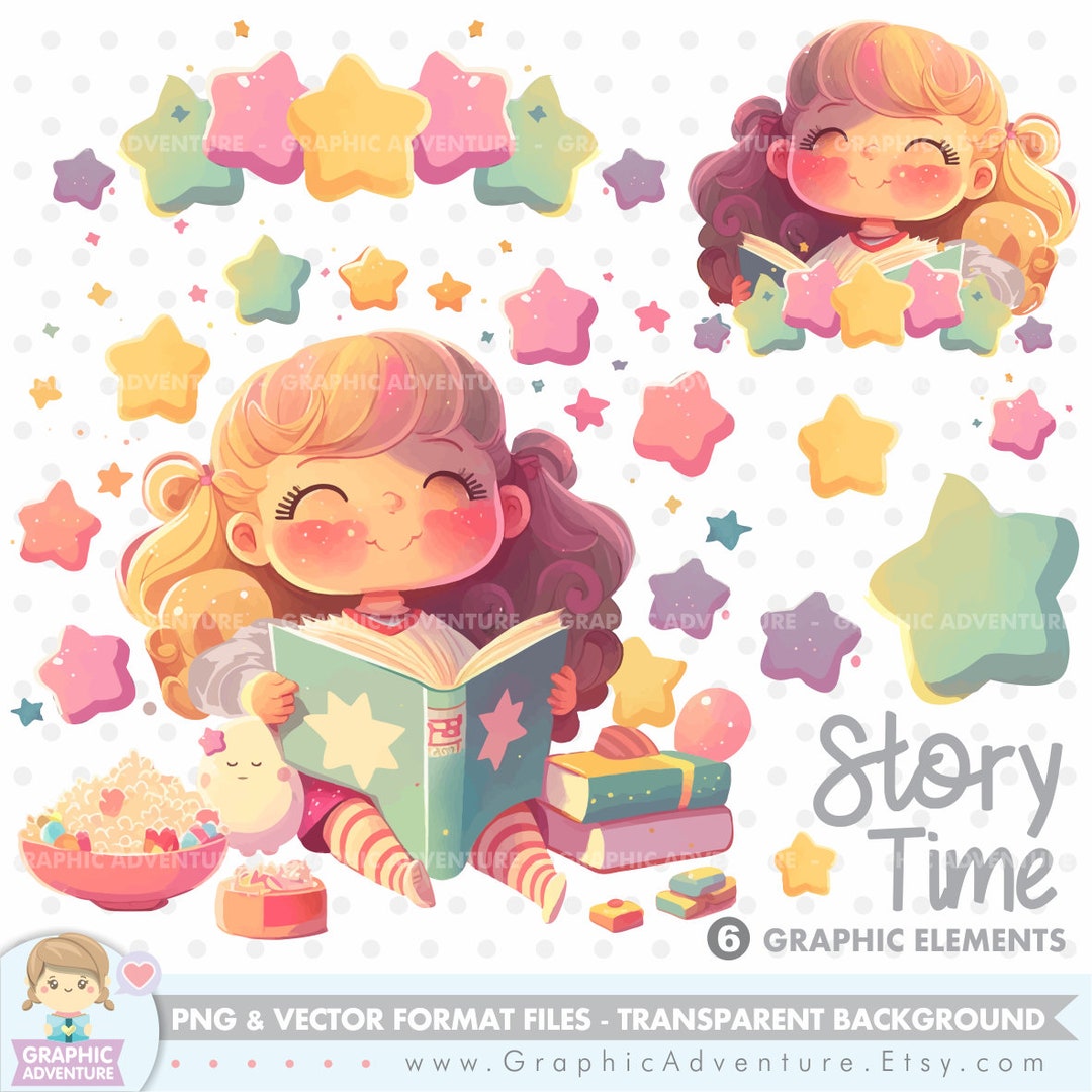 Book Lover, Girl Reading, School Clipart, Back to School Clipart, Cute ...