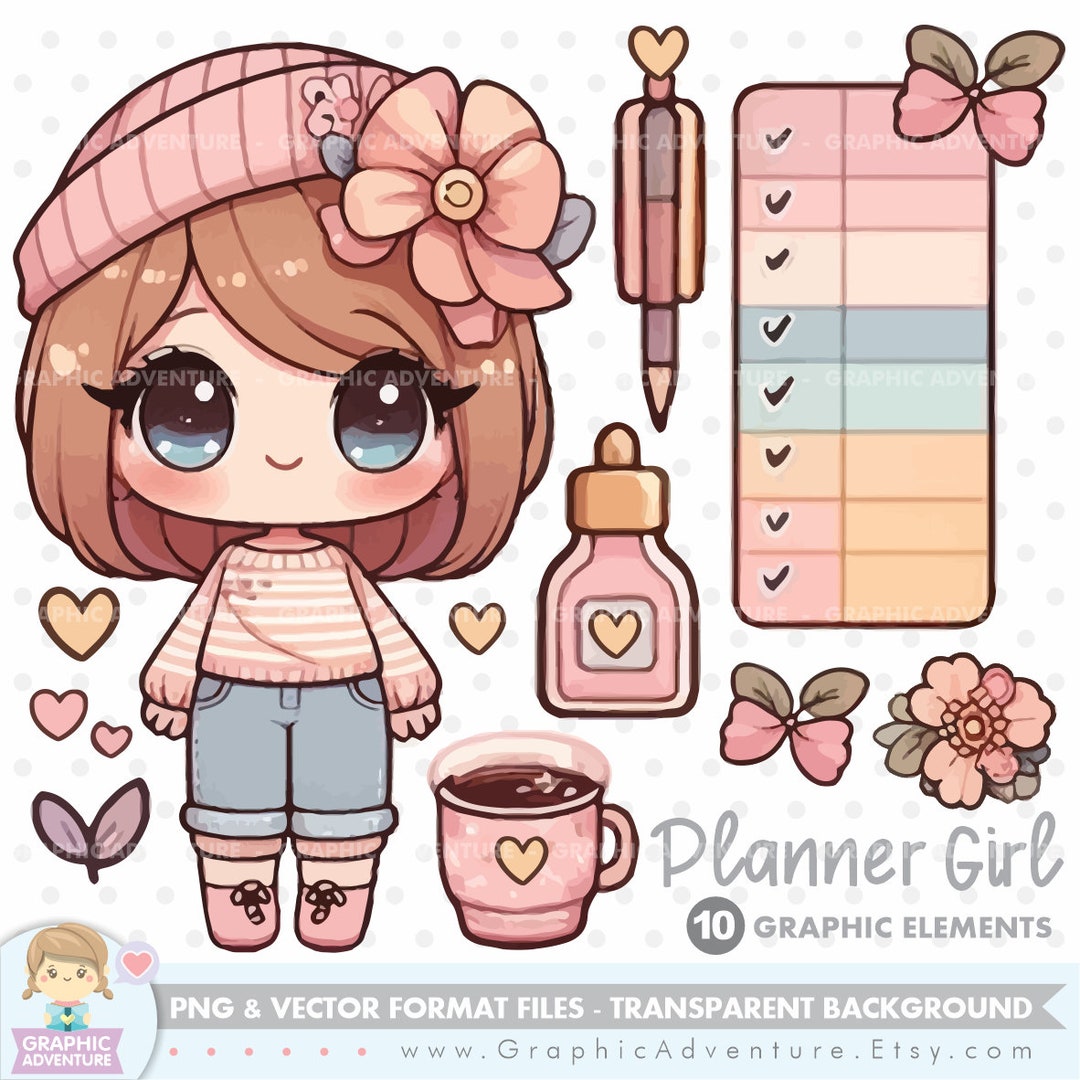 Planner Girl, Clipart, Planning, Back to School, Schoool Clipart ...