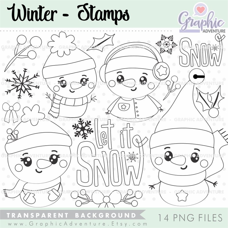 Winter Digital Stamps Christmas Digital Stamps COMMERCIAL - Etsy UK