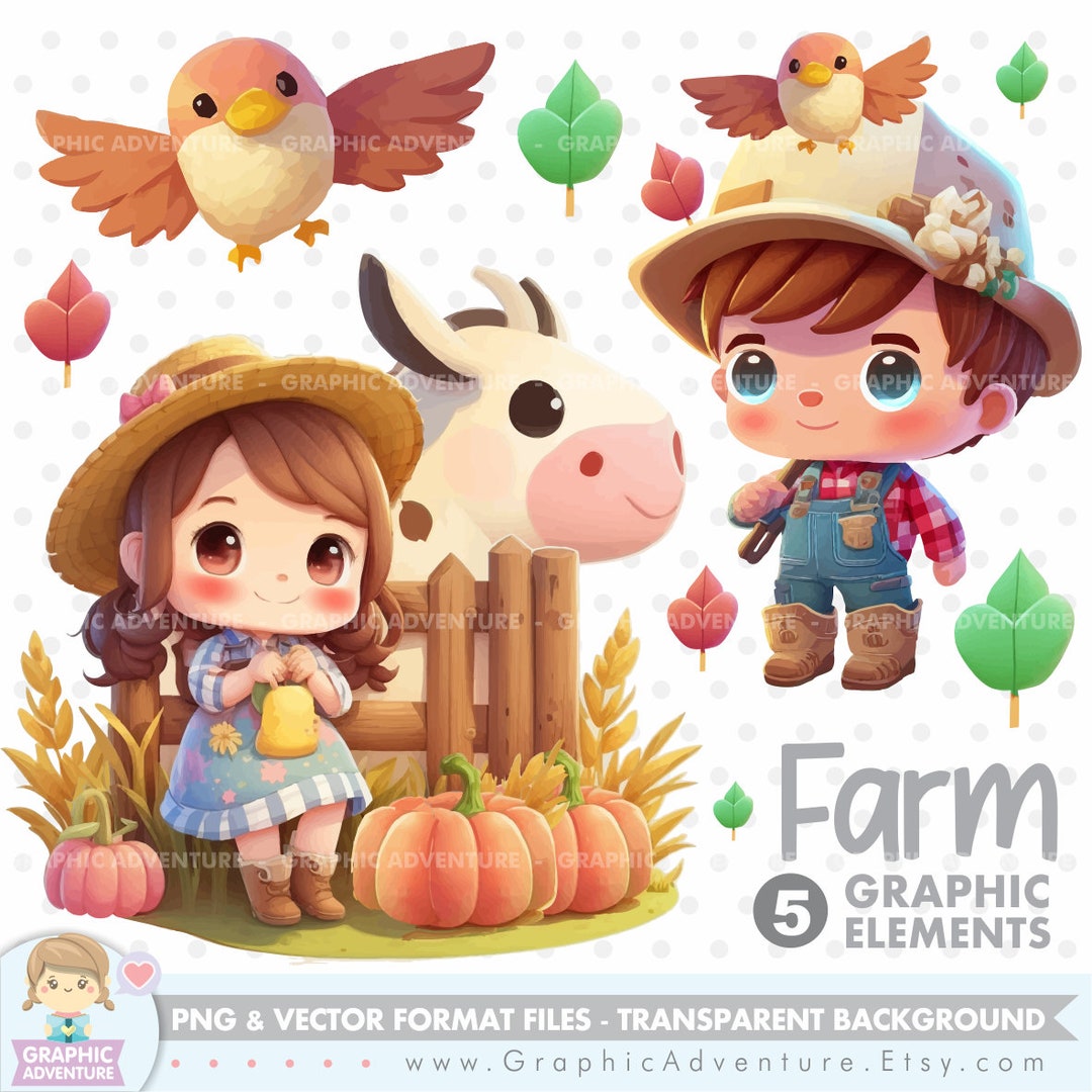 Farm Clipart, Farmer Clipart, Farmer Girl, Farmer Boy, Farm Party, Farm ...