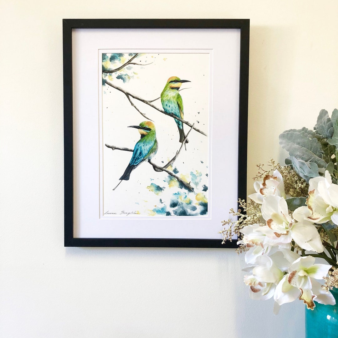 Rainbow Bee Eaters, Australian Bird Art, Giclee Print, Watercolour ...