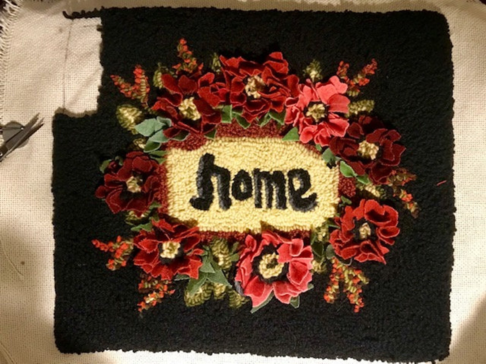 Rug Hooking Pattern, ‘blooming Home' PAPER PATTERN, Gridded Tracing ...