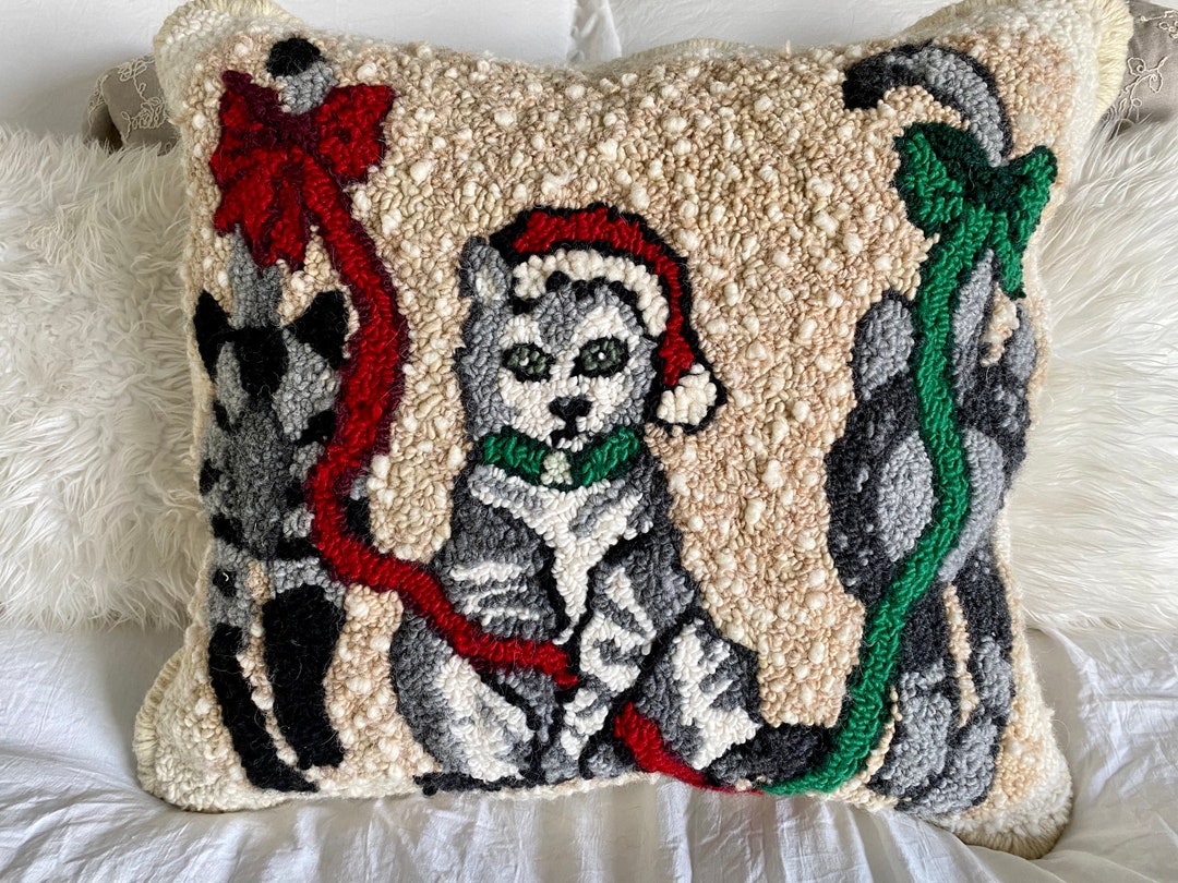 Rug Hooking, Hand Hooked Pillow, Cushion, A Modest Christmas ...