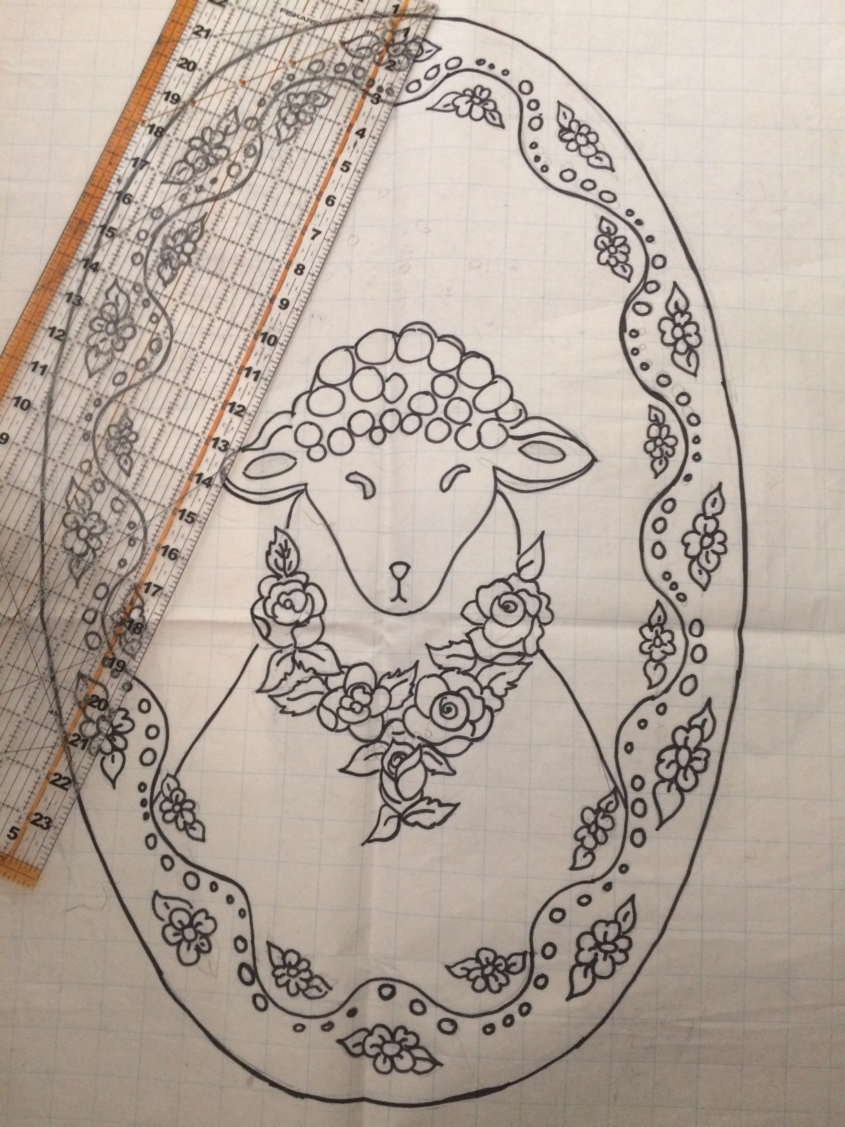 Rug Hooking Pattern, ‘silly Sheep’ PAPER PATTERN, Gridded Tracing ...