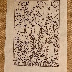 Rug Hooking Pattern, William Morris 'the Hare': PAPER PATTERN, Gridded ...