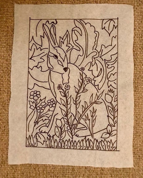 Rug Hooking Pattern, William Morris 'the Hare': PAPER PATTERN, Gridded ...