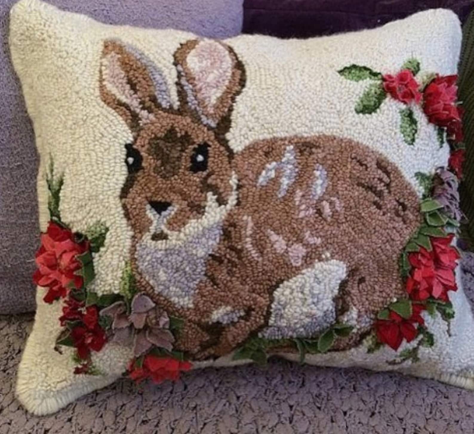 Rug Hooking Pattern, ‘bunny Among the Flowers’ PAPER PATTERN, Gridded ...