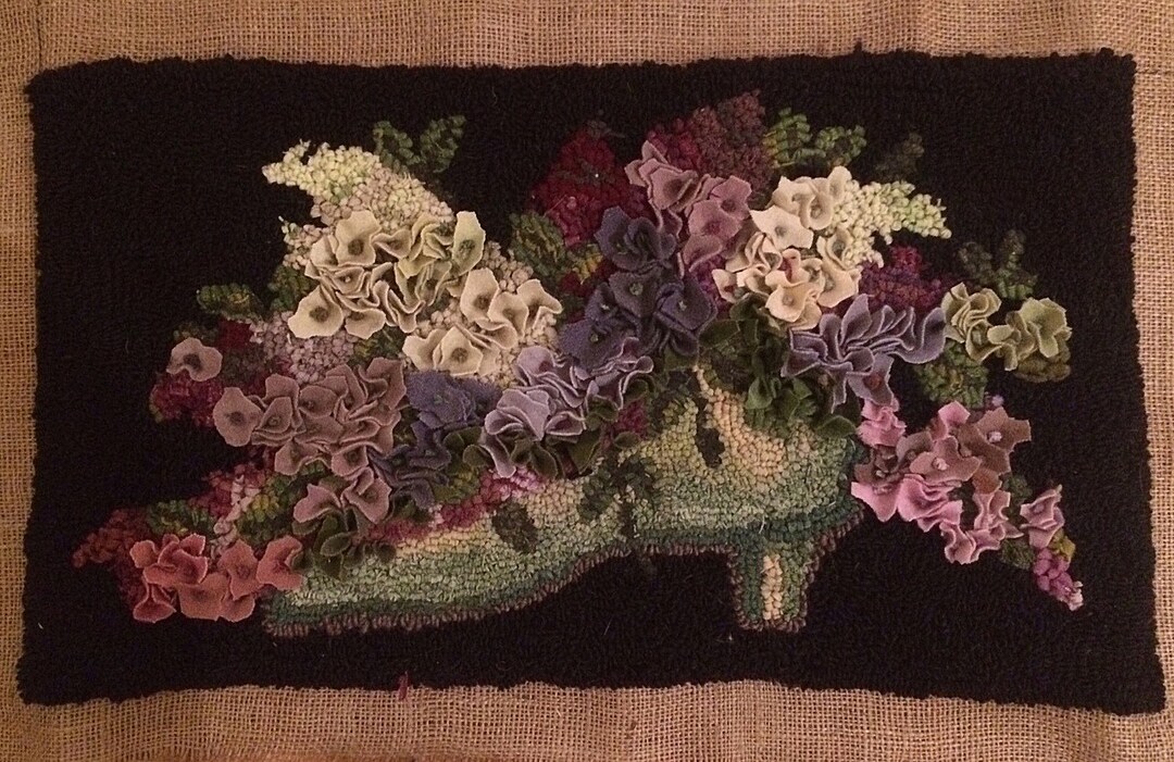 Rug Hooking Pattern, ‘victorian Shoe’ PAPER PATTERN, Gridded Tracing ...