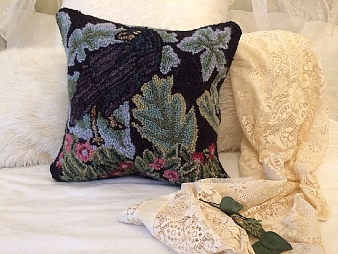 Rug Hooking Pattern, William Morris Raven: PAPER PATTERN, Gridded ...