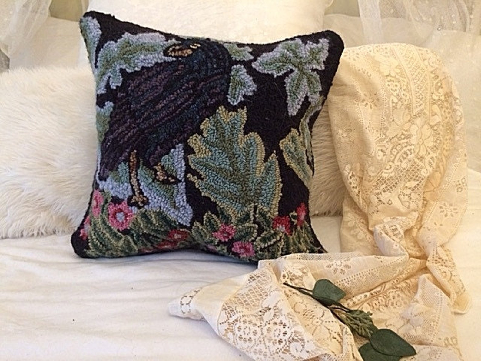 Rug Hooking Pattern, William Morris Raven: PAPER PATTERN, Gridded ...