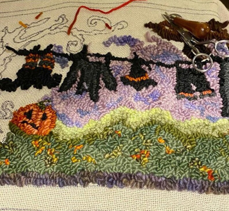Rug Hooking Pattern, the Day After Halloween: Paper, or Tracing Fabric ...