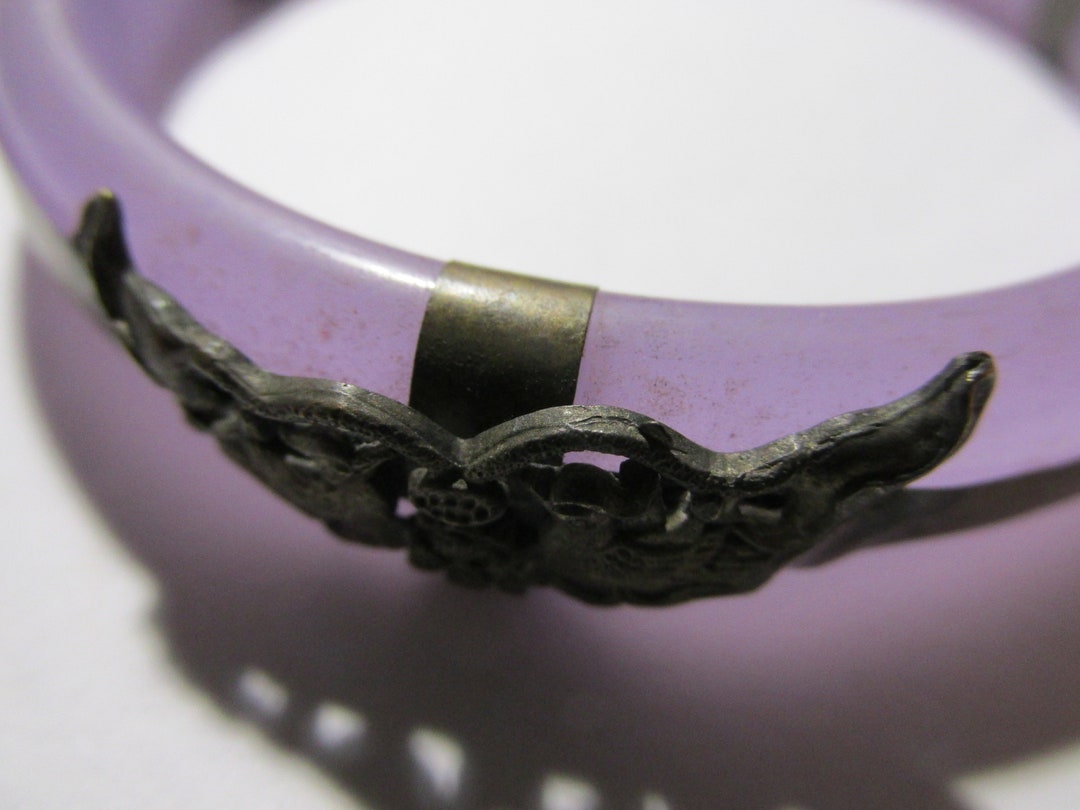 Brazalete vintage de cristal de Pekín color lavanda con motivo de pato ...