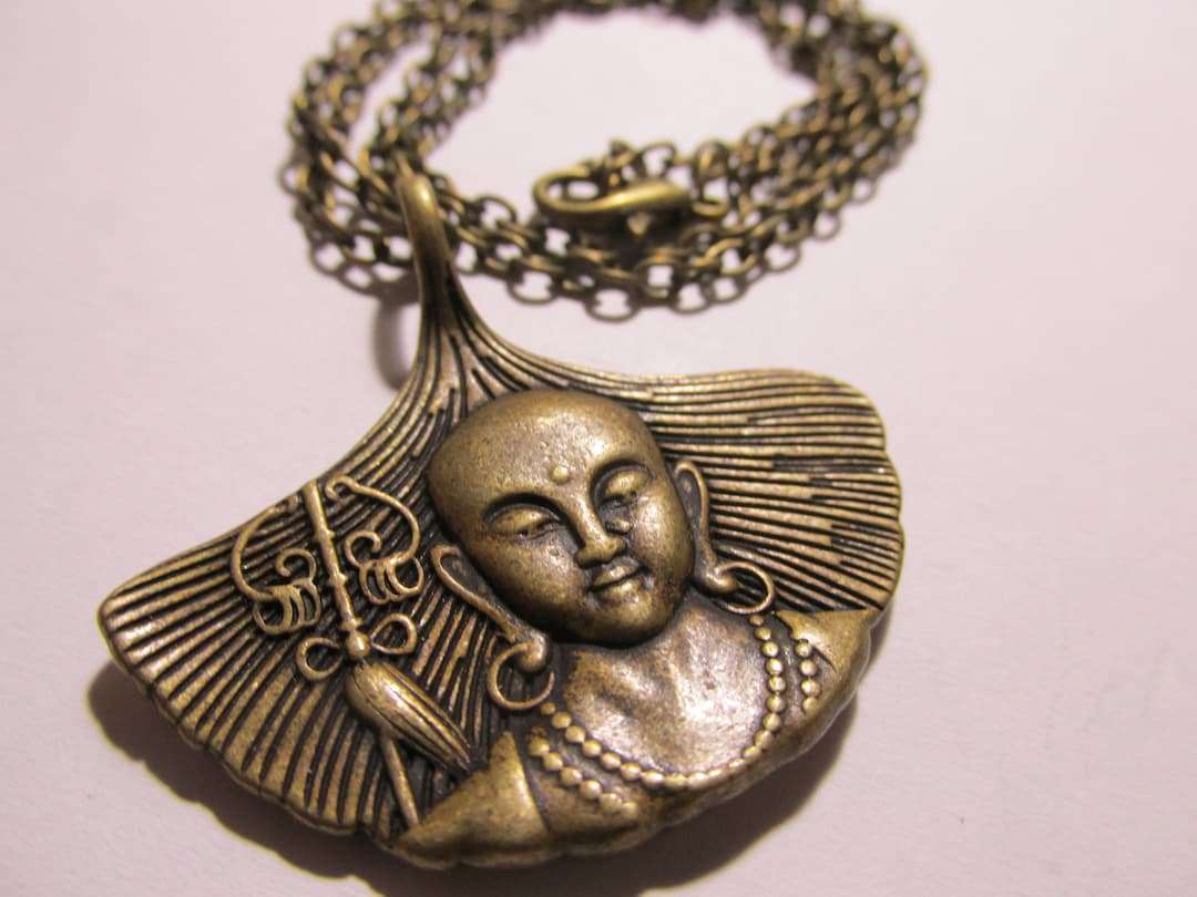 Brassy Metal Pendant-necklace With Holy Monk Motif, 19" - Etsy