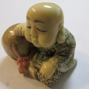 Netsuke Carved Resin Collectible of Bonsan Boy Preist - Etsy