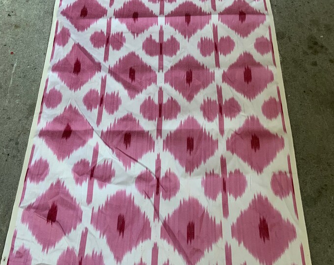 Rose Pink Ikat Silk Fabric Small Diamonds and Ribbons Pink - Etsy