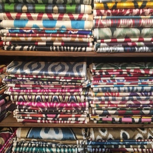 Velvet Ikat Fabric Swatches Uzbek Silk Ikat Swatches Handwoven Cotton ...