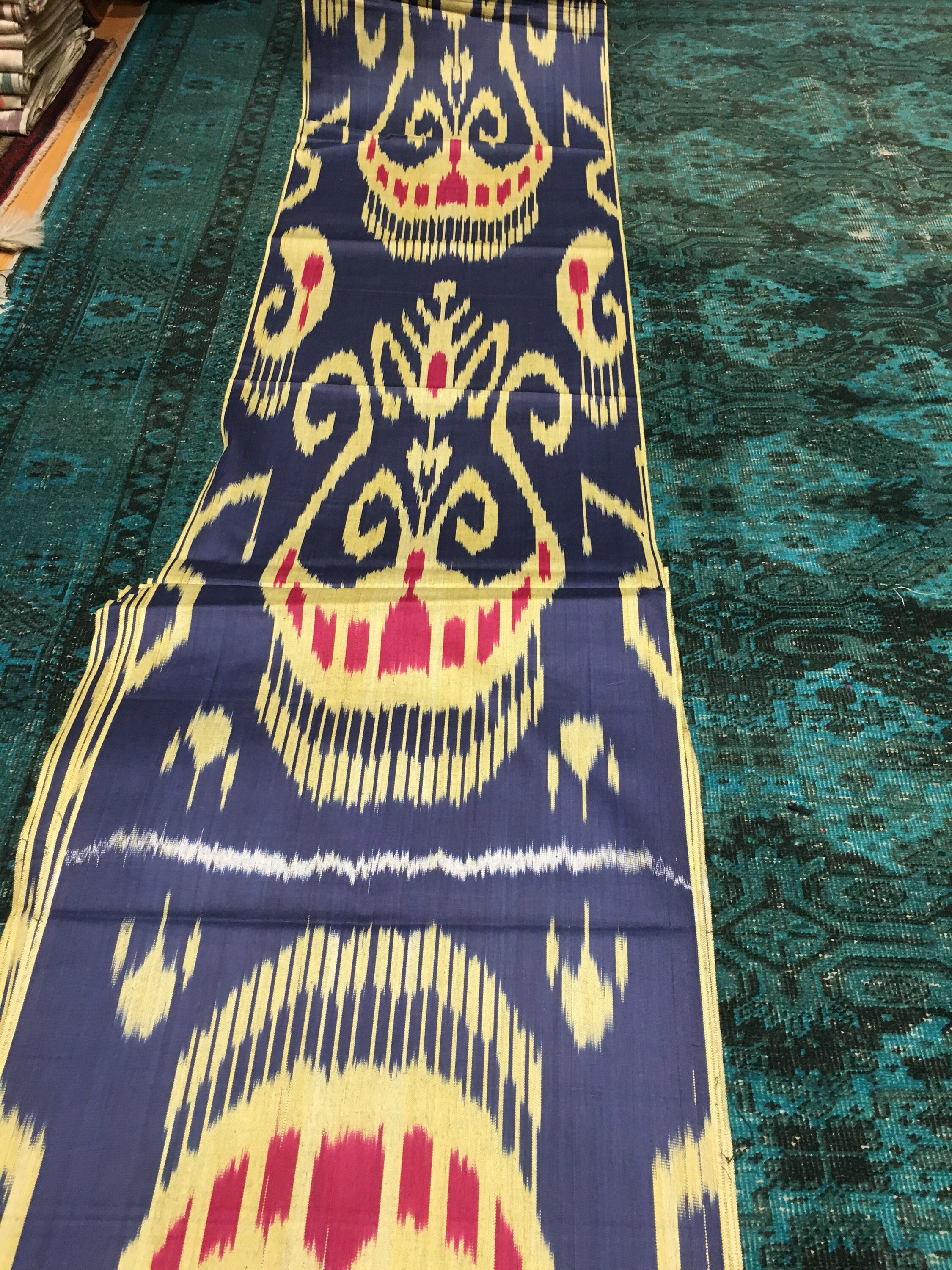 Elegant Blue Handcrafted Cotton Fabric Tribal Eclectic Uzbek - Etsy