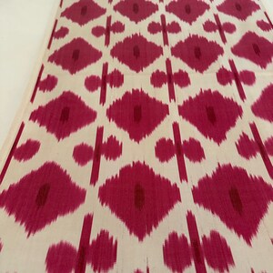 Rose Pink Ikat Silk Fabric Small Diamonds and Ribbons Pink White Multi ...