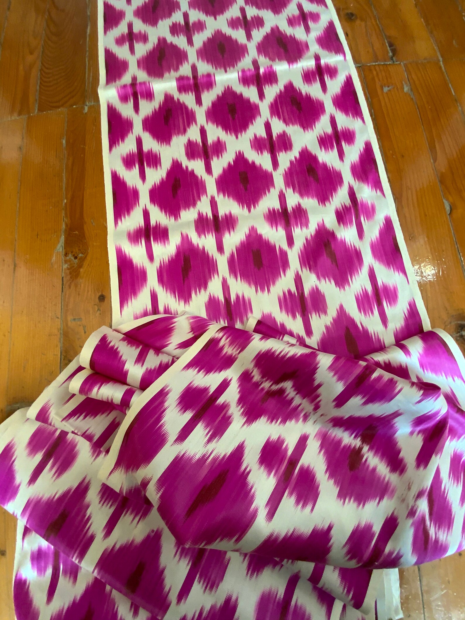 Glossy Hot Pink Tiny Diamonds Silk Ikat Fabric Fuchsia Pink | Etsy