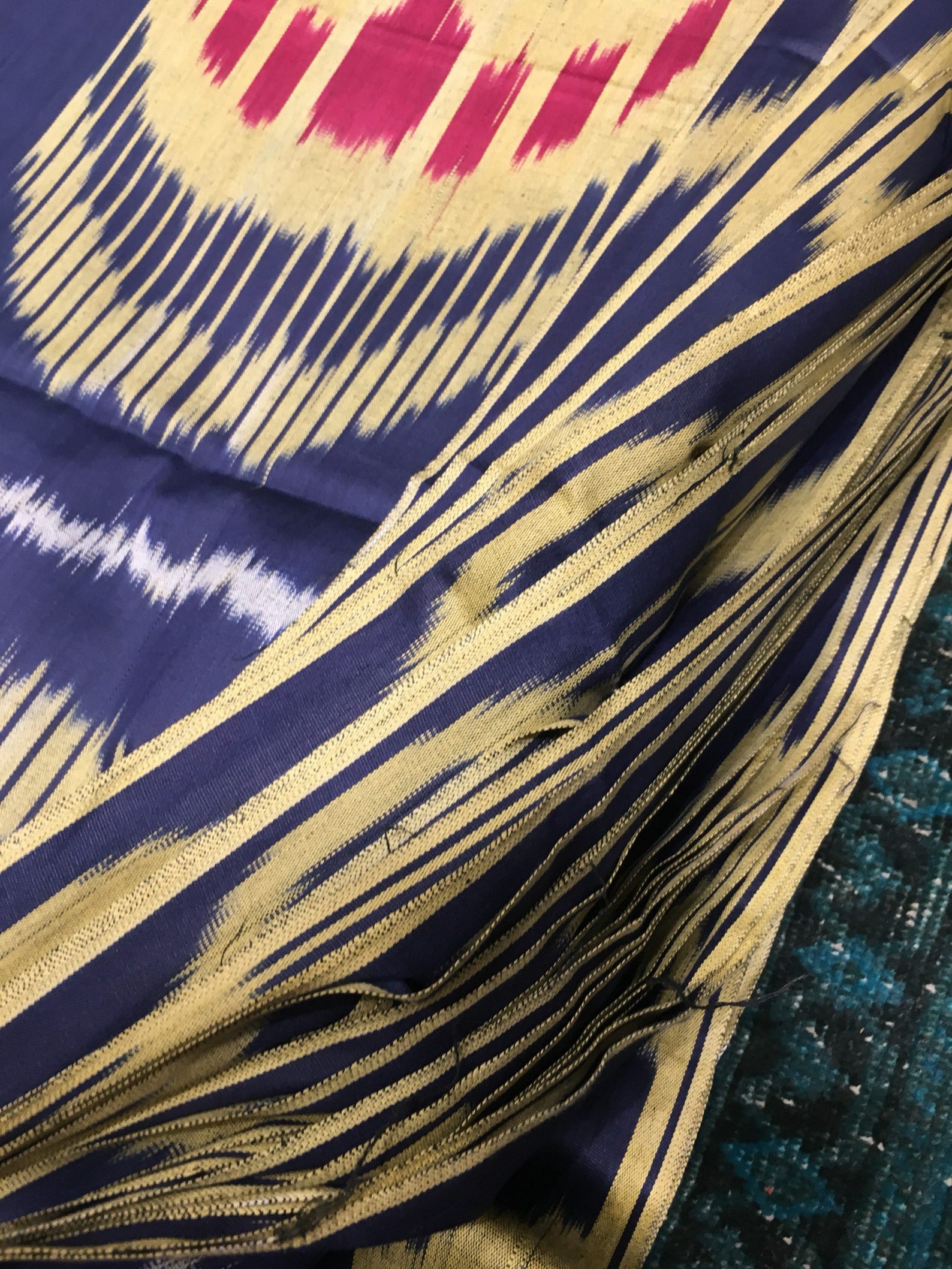 Elegant Blue Handcrafted Cotton Fabric Tribal Eclectic Uzbek | Etsy