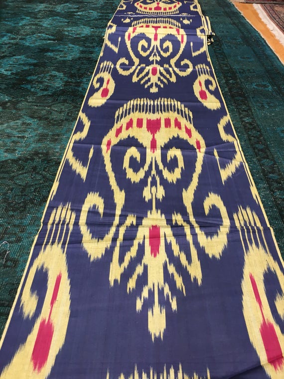 Elegant Blue Handcrafted Cotton Fabric Tribal Eclectic Uzbek | Etsy