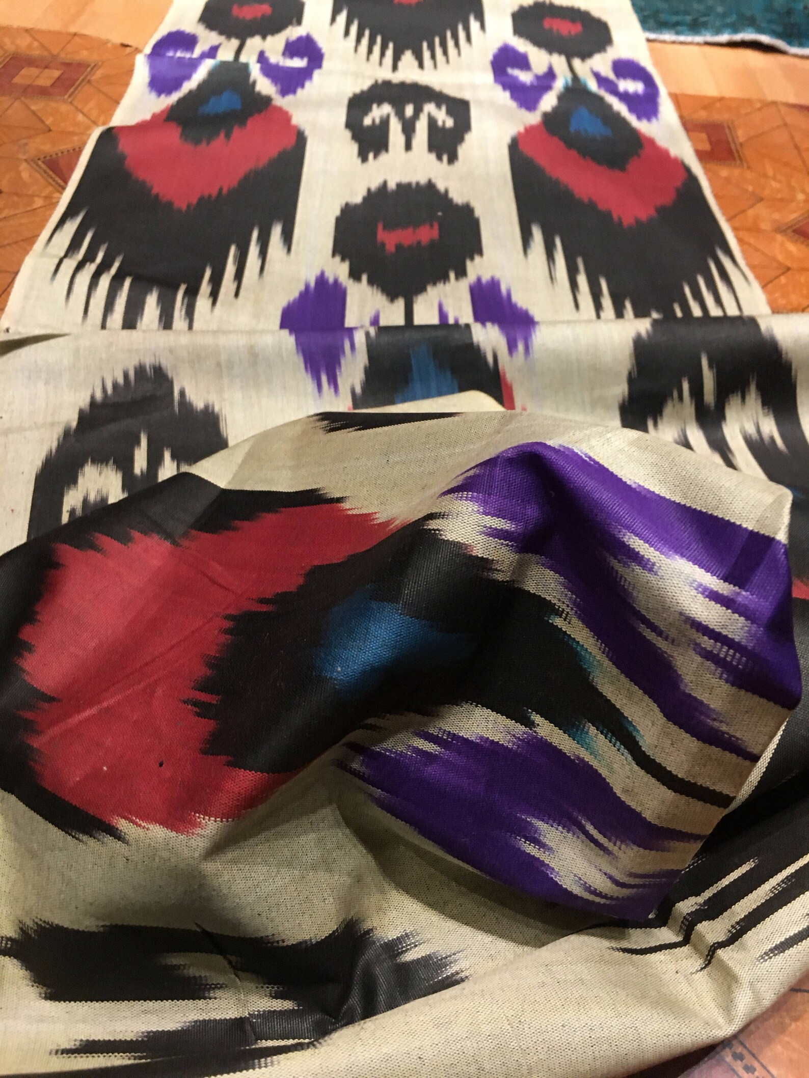 Woven Ikat Cotton Fabric by the Yard Uzbek Handcrafted Ikat | Etsy