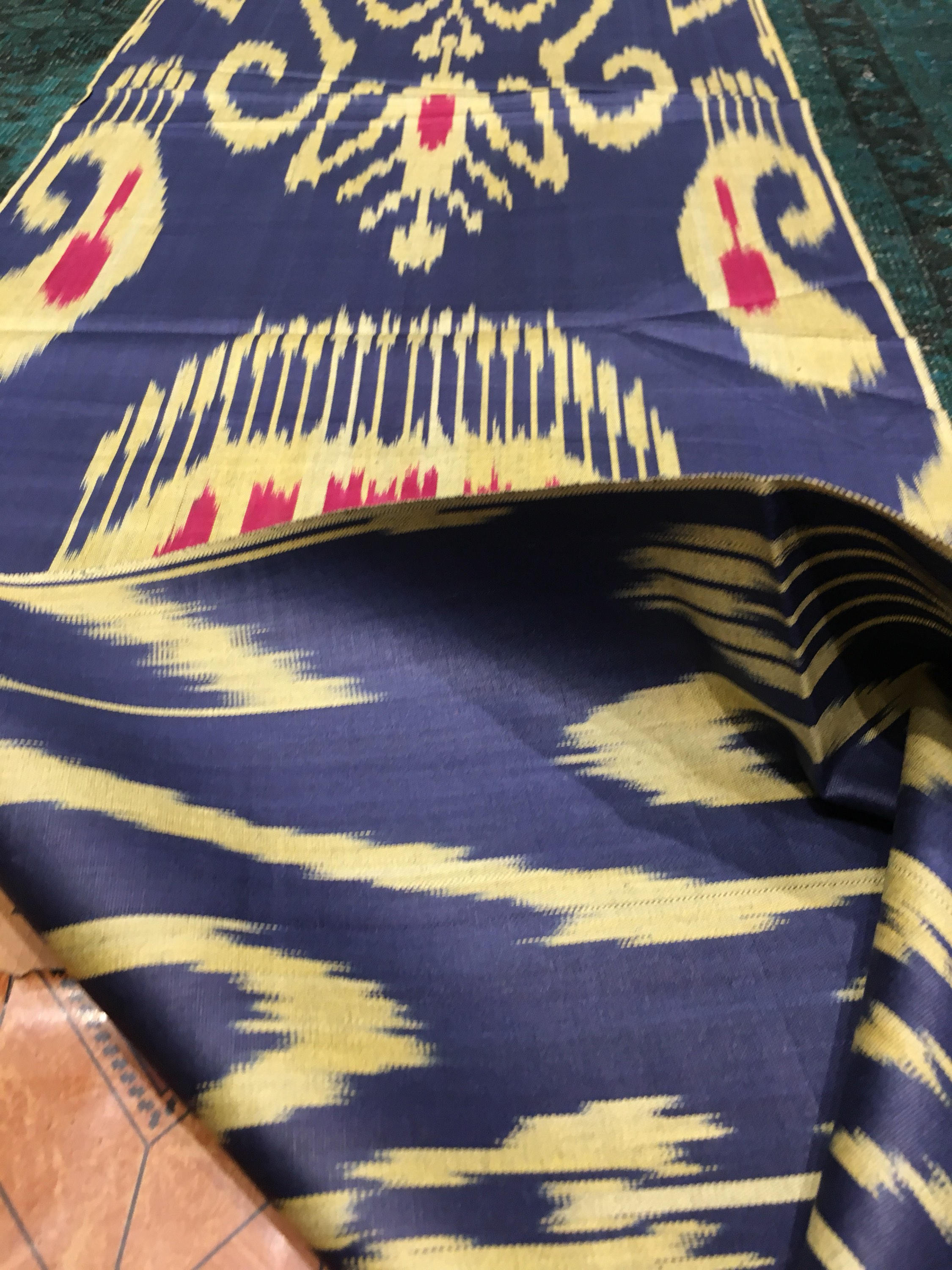 Elegant Blue Handcrafted Cotton Fabric Tribal Eclectic Uzbek - Etsy