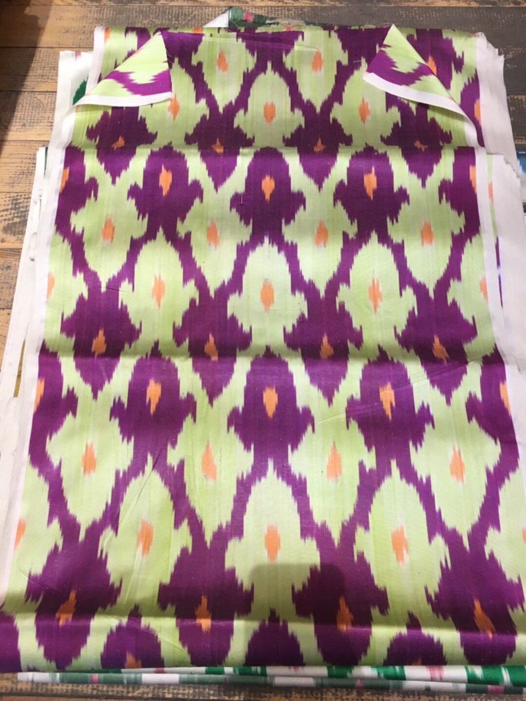 Wide Handwoven Uzbek Silk Ikat Fabric Woven Ikat on Wooden Loom by ...