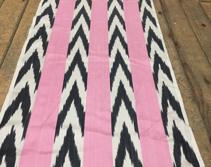 Rose Pink Ikat Silk Fabric - Small Diamonds and Ribbons - Pink White ...