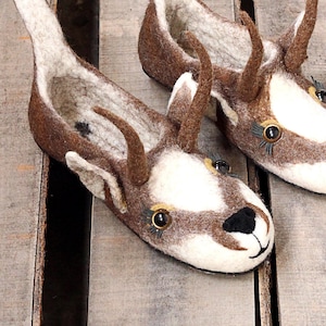 Wild Goat Premium Custom Slippers, Farm Animals, Handmade Felt Wool ...